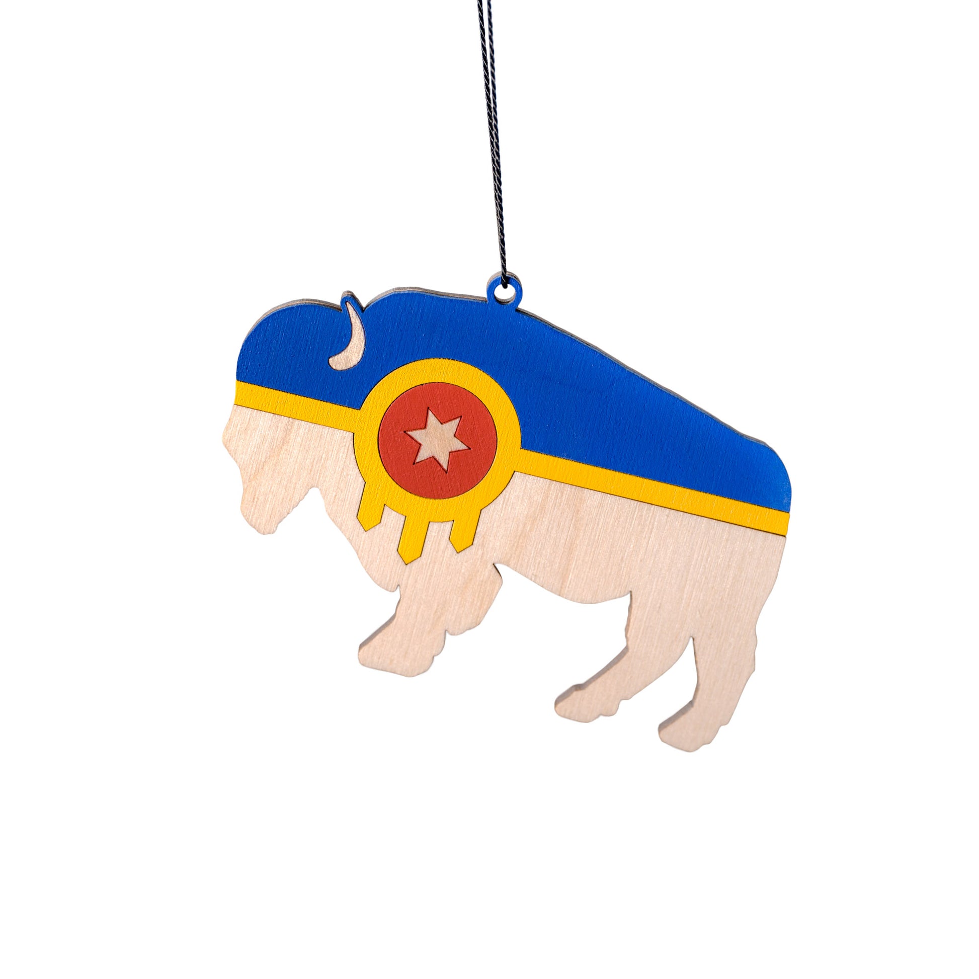 Tulsa Flag Bison Ornament Color – The Curious Bison